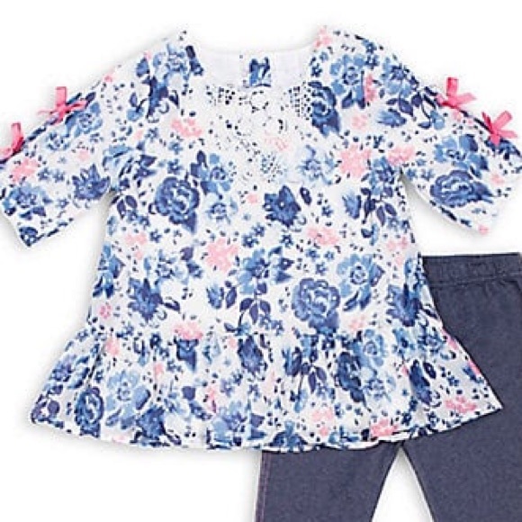Little Lass | Matching Sets | Little Lass Chiffon Floral Top Denim ...